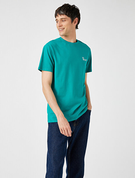 Koton Erkek Slim Fit Tişört Baskılı Bisiklet Yaka Pamuklu