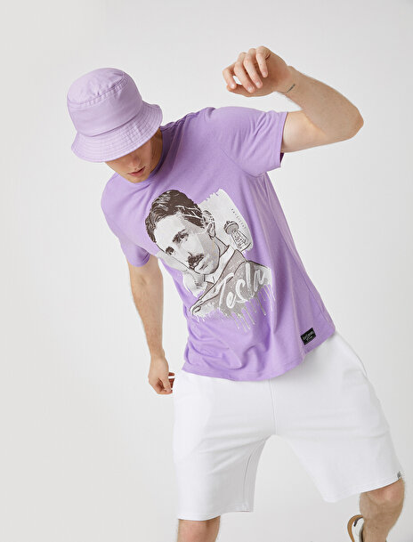 Koton Erkek Baskılı Tişört Tesla