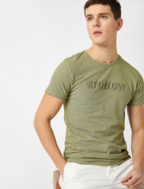 Koton Erkek Kabartma Yazılı Tişört Kısa Kollu