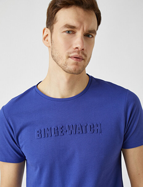 Koton Erkek Kabartma Yazılı Tişört Kısa Kollu Pamuklu