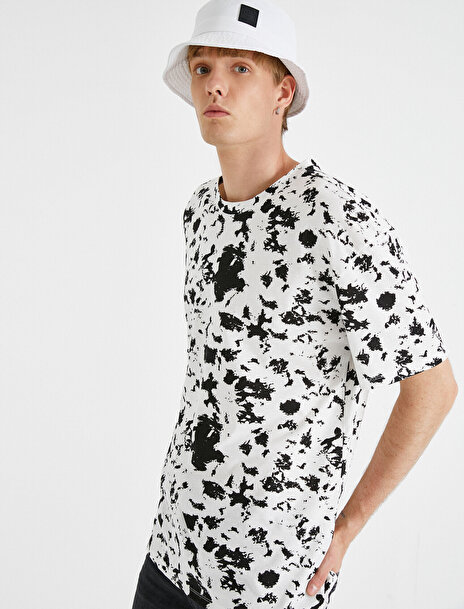 Koton Erkek Desenli Tişört Pamuklu Oversize