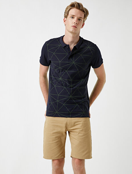 Koton Erkek Geometrik Desenli Polo Tişört Pamuklu