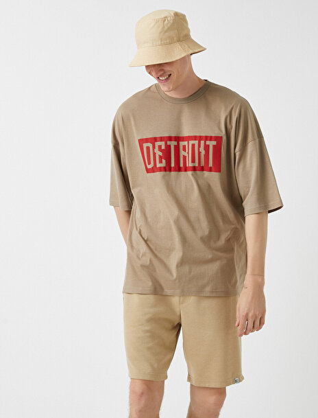 Koton Erkek Baskılı Tişört Bisiklet Yaka Pamuklu Oversize