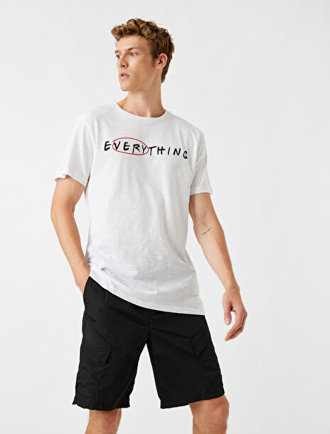 Koton Erkek Slogan Baskılı Tişört Pamuklu Koton Erkek Slogan Baskılı Tişört Pamuklu