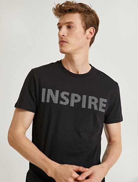 Koton Erkek Yazılı Tişört Kısa Kollu Biisiklet Yaka Pamuklu