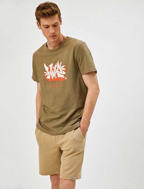 Koton Erkek Baskılı Tişört Bisiklet Yaka Pamuklu Oversize