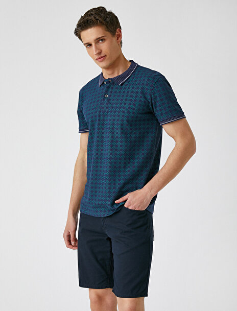 Koton Erkek Polo Yaka Tişört Desenli  Pamuklu