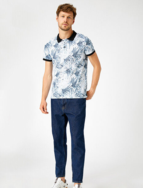 Koton Erkek Polo Yaka Tişört Baskılı Pamuklu