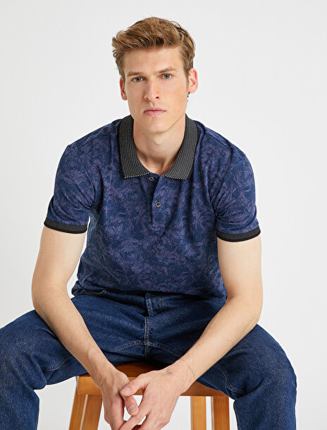 Koton Erkek Polo Yaka Tişört Pamuklu Kısa Kollu Desenli