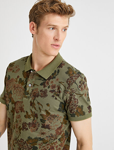 Koton Erkek Polo Yaka Tişört Pamuklu Kısa Kollu Desenli