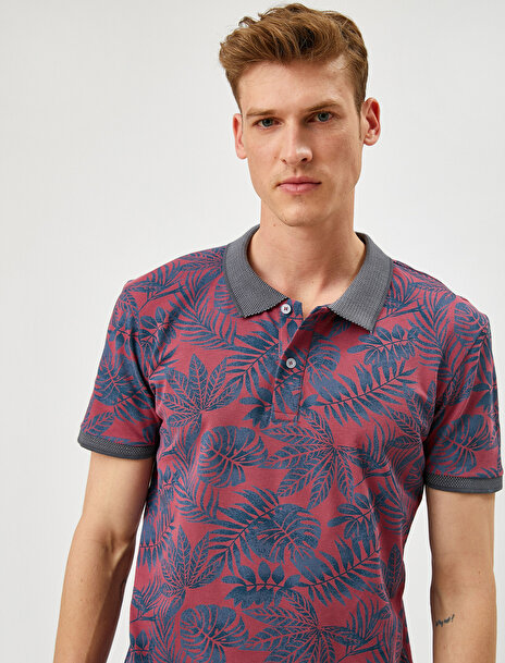 Koton Erkek Polo Yaka Tişört Pamuklu Kısa Kollu Desenli