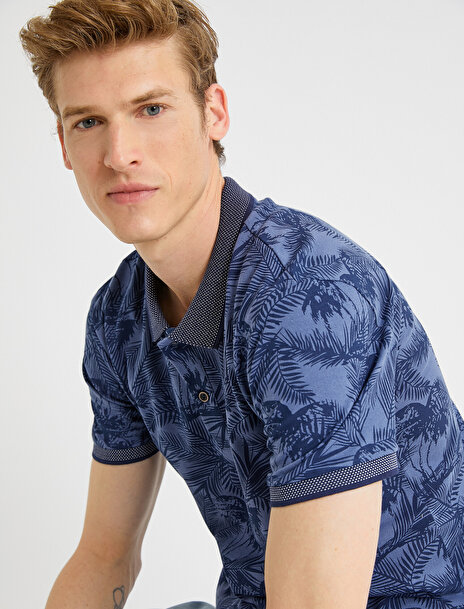 Koton Erkek Polo Yaka Tişört Pamuklu Kısa Kollu Desenli