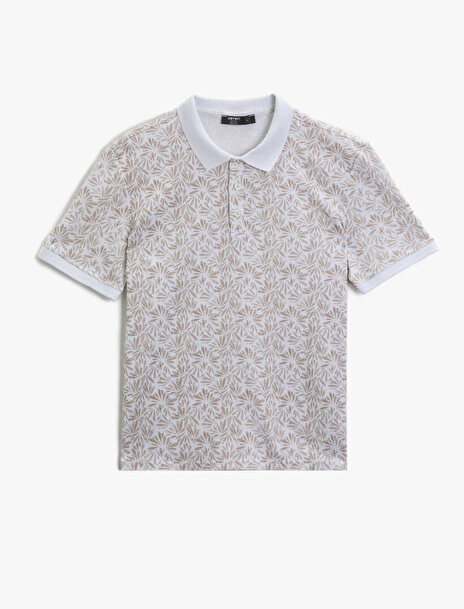 Koton Erkek Polo Yaka Tişört Desenli Pamuklu