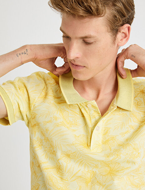 Koton Erkek Polo Yaka Tişört Baskılı Pamuklu