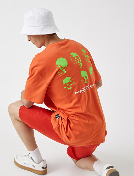 Koton Erkek Baskılı Tişört Bisiklet Yaka Pamuklu Oversize