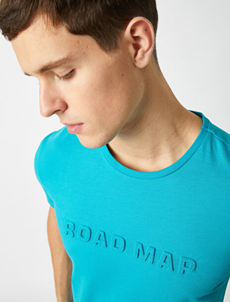 Koton Erkek Kabartma Yazılı Tişört Kısa Kollu Pamuklu