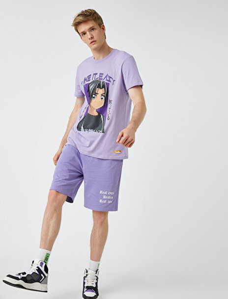 Koton Erkek Baskılı Tişört Bisiklet Yaka Pamuklu Oversize