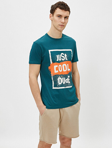 Koton Erkek Sloganlı Tişört Pamuklu Kısa Kollu Dar Kesim Bisiklet Yaka Koton Erkek Sloganlı Tişört Pamuklu Kısa Kollu Dar Kesim Bisiklet Yaka