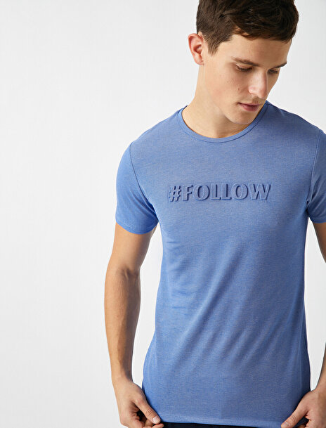 Koton Erkek Kabartma Yazılı Tişört Kısa Kollu Pamuklu