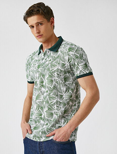 Koton Erkek Polo Yaka Tişört Baskılı Pamuklu