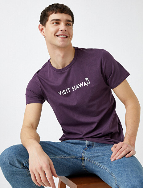 Koton Erkek Yazılı Tişört Bisiklet Yaka Kısa Kollu Pamuklu