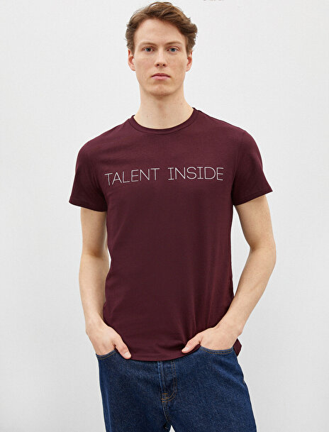 Koton Erkek Yazılı Tişört Bisiklet Yaka Kısa Kollu Pamuklu