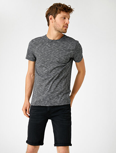 Koton Erkek Slim Fit Tişört Kısa Kollu Bisiklet Yaka