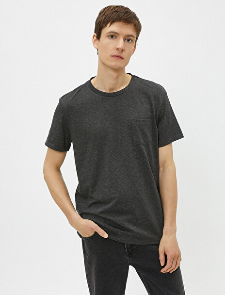 Koton Erkek Kısa Kollu Tişört Bisiklet Yaka Cepli