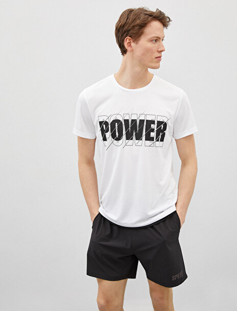 Koton Erkek Sloganlı Baskılı Tişört Kısa Kollu Bisiklet Yaka