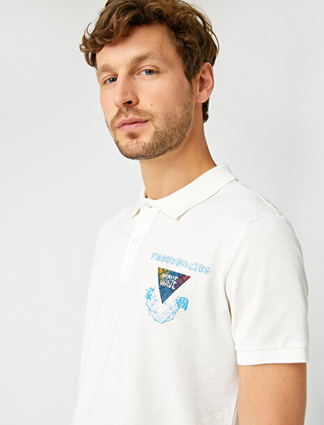 Koton Erkek Polo Yaka Tişört Baskılı Pamuklu