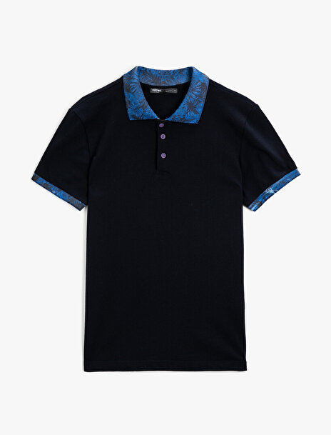 Koton Erkek Yaka Detaylı Polo T-shirt Çiçekli