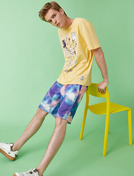 Koton Erkek Baskılı Tişört Bisiklet Yaka Pamuklu Oversize