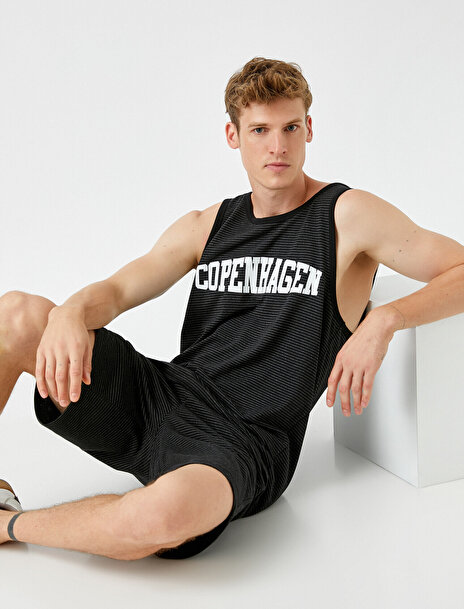 Koton Erkek Çizgili Atlet Yazı Baskılı