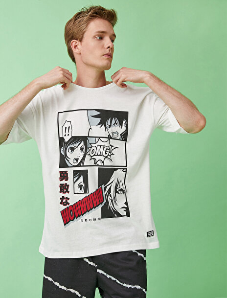 Koton Erkek Baskılı Tişört Pamuklu Oversize