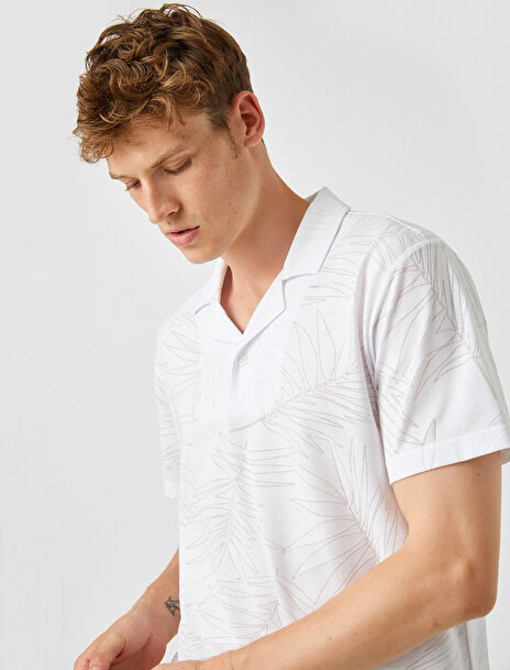 Koton Erkek Polo Yaka Tişört Desenli Pamuklu