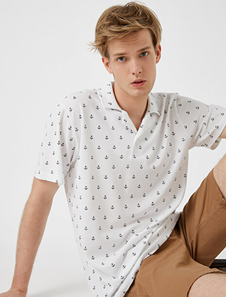 Koton Erkek Polo Yaka Tişört Baskılı Pamuklu