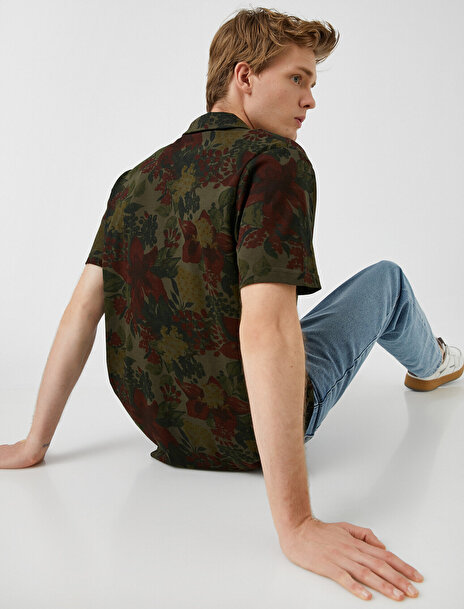 Koton Erkek Polo Yaka Tişört Desenli Pamuklu