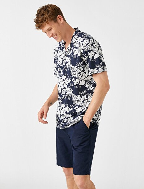 Koton Erkek Polo Yaka Tişört Desenli Pamuklu