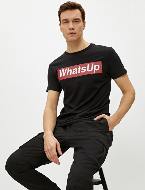 Koton Erkek Sloganlı Tişört Kısa Kollu Pamuklu Bisiklet Yaka Koton Erkek Sloganlı Tişört Kısa Kollu Pamuklu Bisiklet Yaka