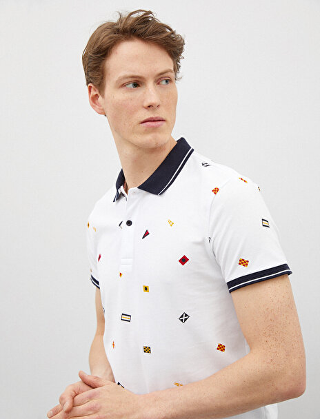 Koton Erkek Polo Yaka Tişört Baskılı Kısa Kollu Pamuklu