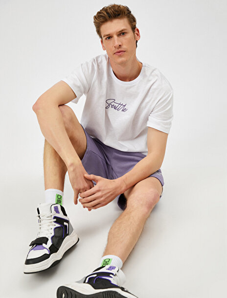 Koton Erkek Yazılı Baskılı Tişört Bisiklet Yaka Pamuklu Oversize