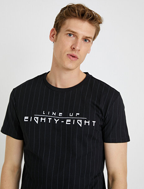 Koton Erkek Yazılı Tişört Bisiklet Yaka Slim Fit Pamuklu