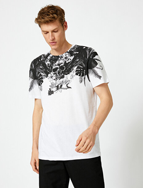 Koton Erkek Baskılı Tişört  Bisiklet Yaka Regular Fit Kısa Kollu