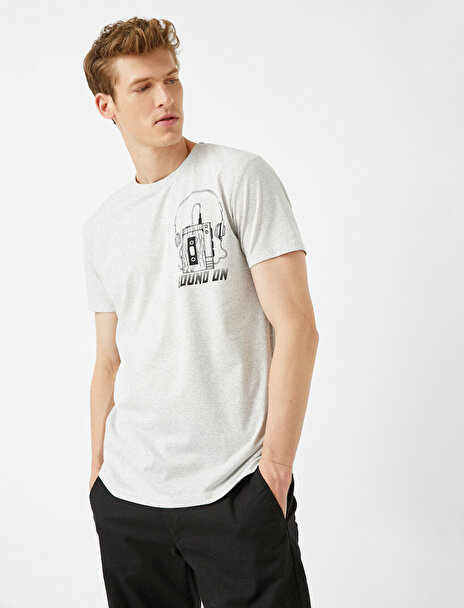 Koton Erkek Slim Fit Tişört Baskılı Pamuklu