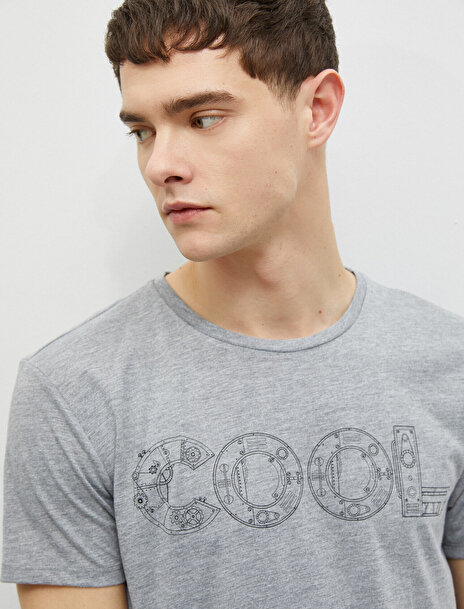 Koton Erkek Yazılı Baskılı Tişört Kısa Kollu Bisiklet Yaka