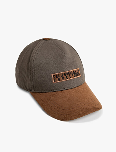 Koton Erkek Sloganlı Kep Şapka Pamuklu Renk Bloklu