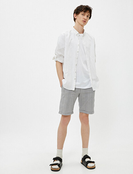 Koton Erkek Ekose Şort Poplin Kumaş Pamuklu Cepli Koton Erkek Ekose Şort Poplin Kumaş Pamuklu Cepli