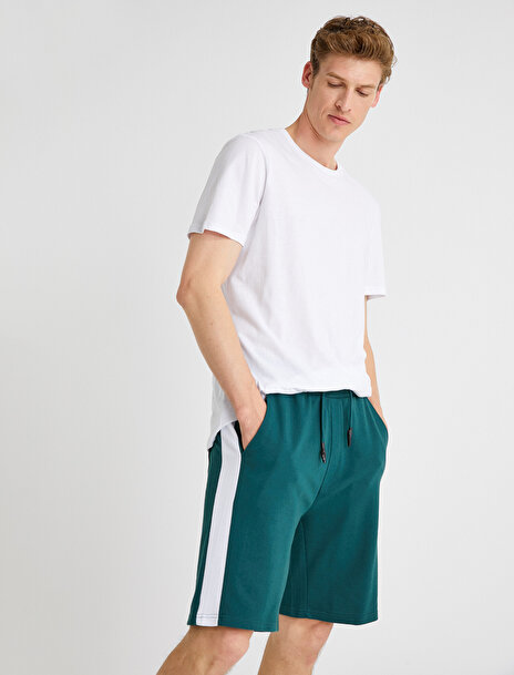 Koton Erkek Cepli Şort Şeritli Belden Bağlamalı Pamuklu