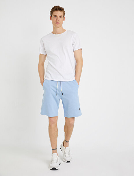 Koton Erkek Islemeli Sort Pamuklu Belden Baglamali Cepli