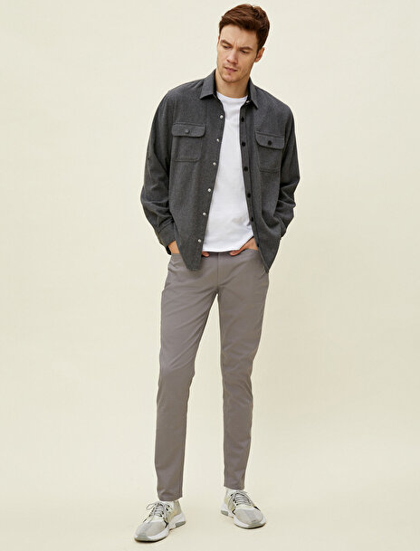 Koton Erkek Skinny Fit Gabardin Kumaştan 5 Cepli Pamuklu Pantolon Koton Erkek Skinny Fit Gabardin Kumaştan 5 Cepli Pamuklu Pantolon